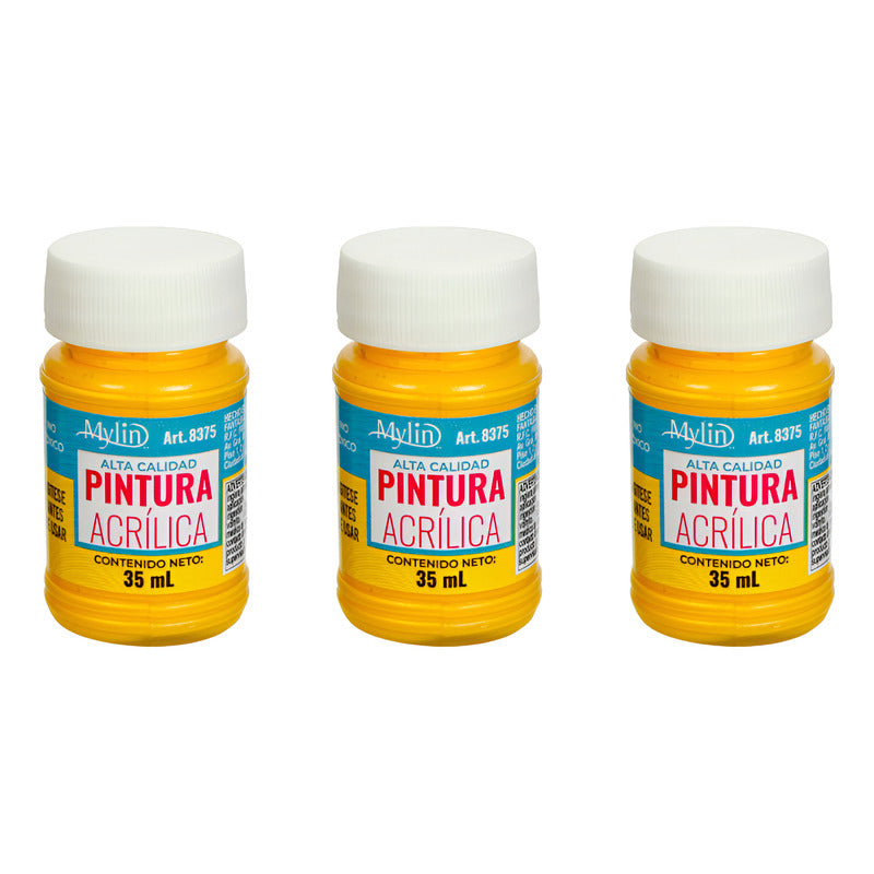 Pintura Acrílica Alta Calidad Color Mostaza 3 Pz De 35ml Mostaza ...